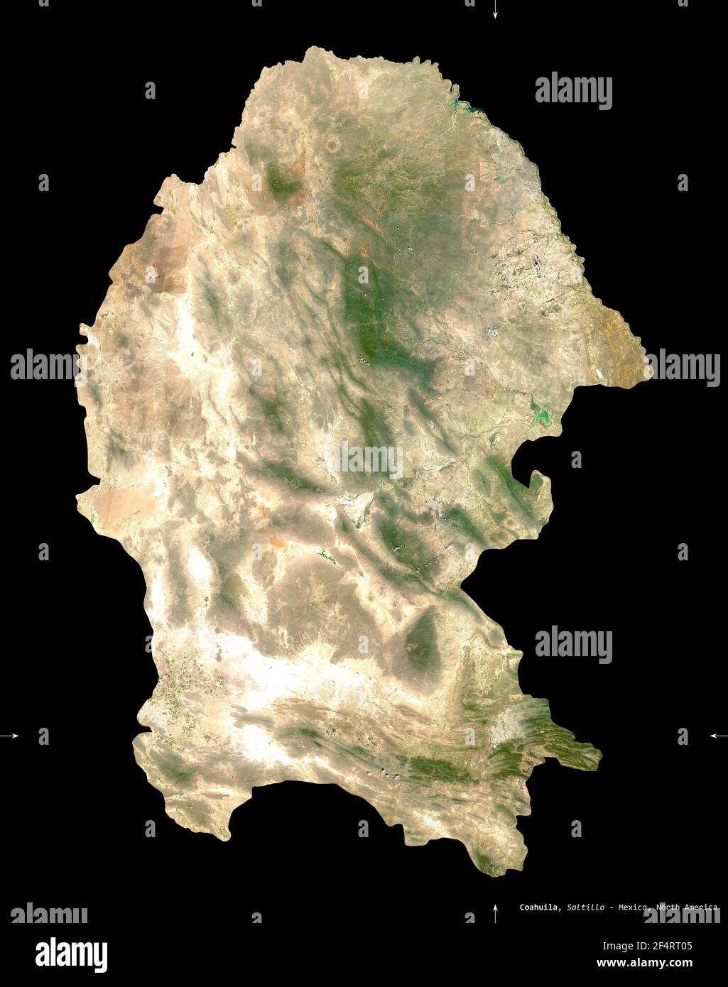 Coahuila, state of Mexico. Sentinel-2 satellite imagery. Shape isolated ...
