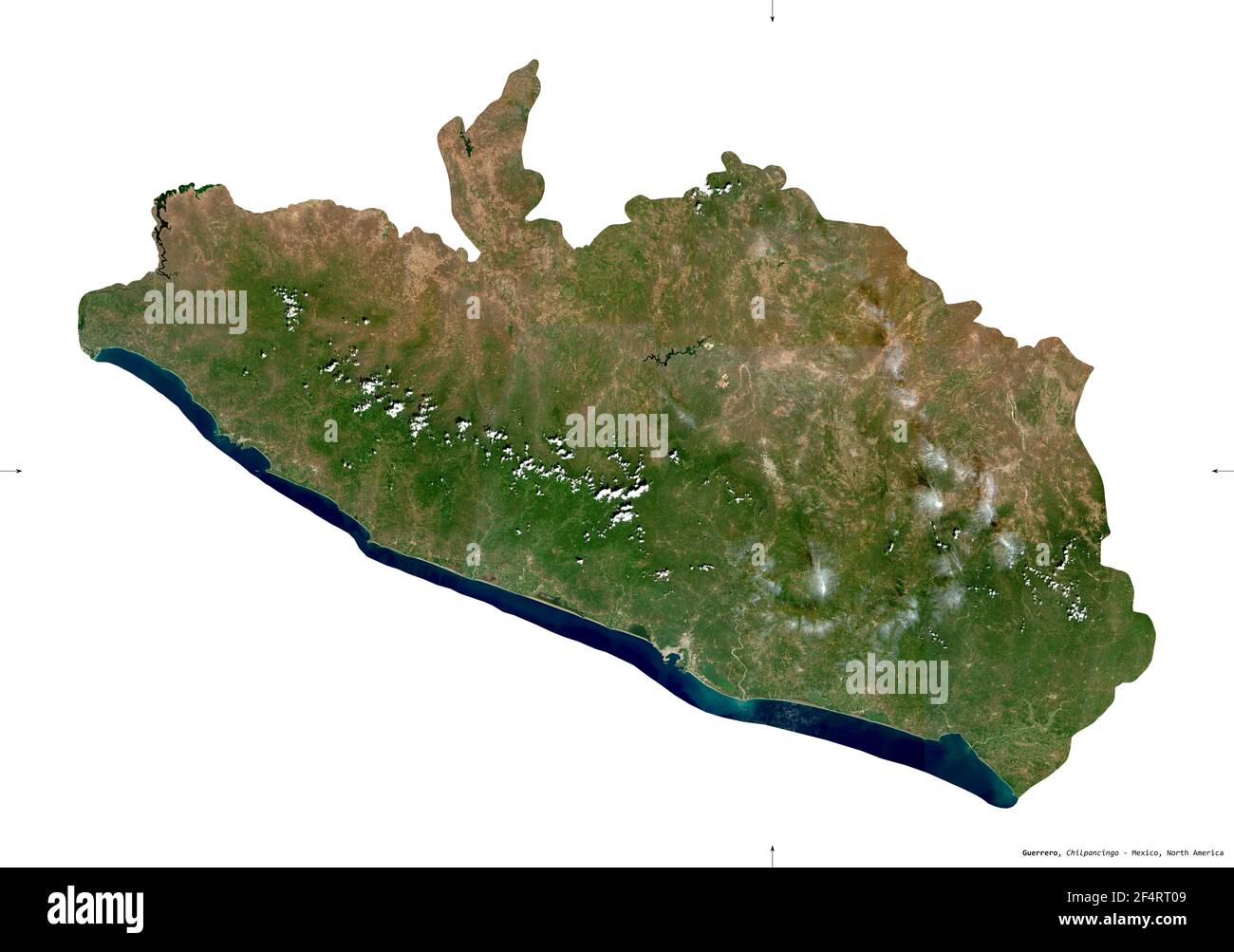 Guerrero, state of Mexico. Sentinel-2 satellite imagery. Shape isolated ...