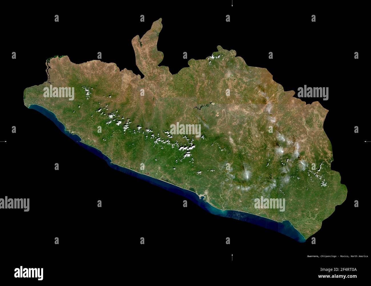 Guerrero, state of Mexico. Sentinel-2 satellite imagery. Shape isolated ...