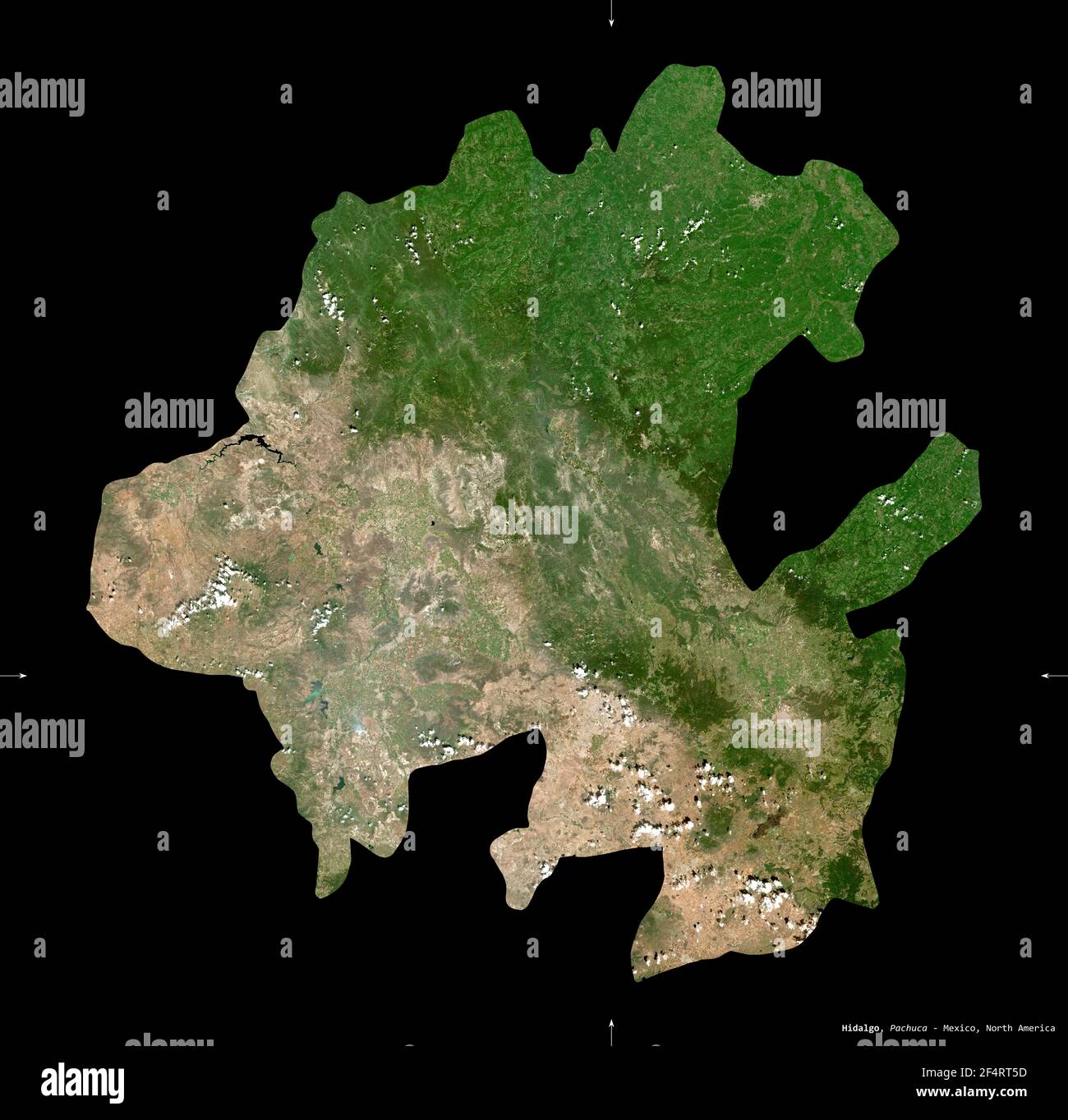 Hidalgo, state of Mexico. Sentinel-2 satellite imagery. Shape isolated ...