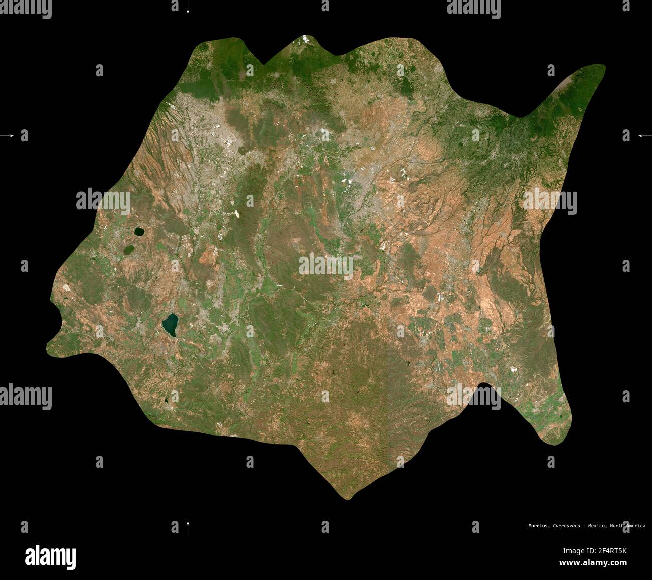 Morelos, state of Mexico. Sentinel-2 satellite imagery. Shape isolated ...