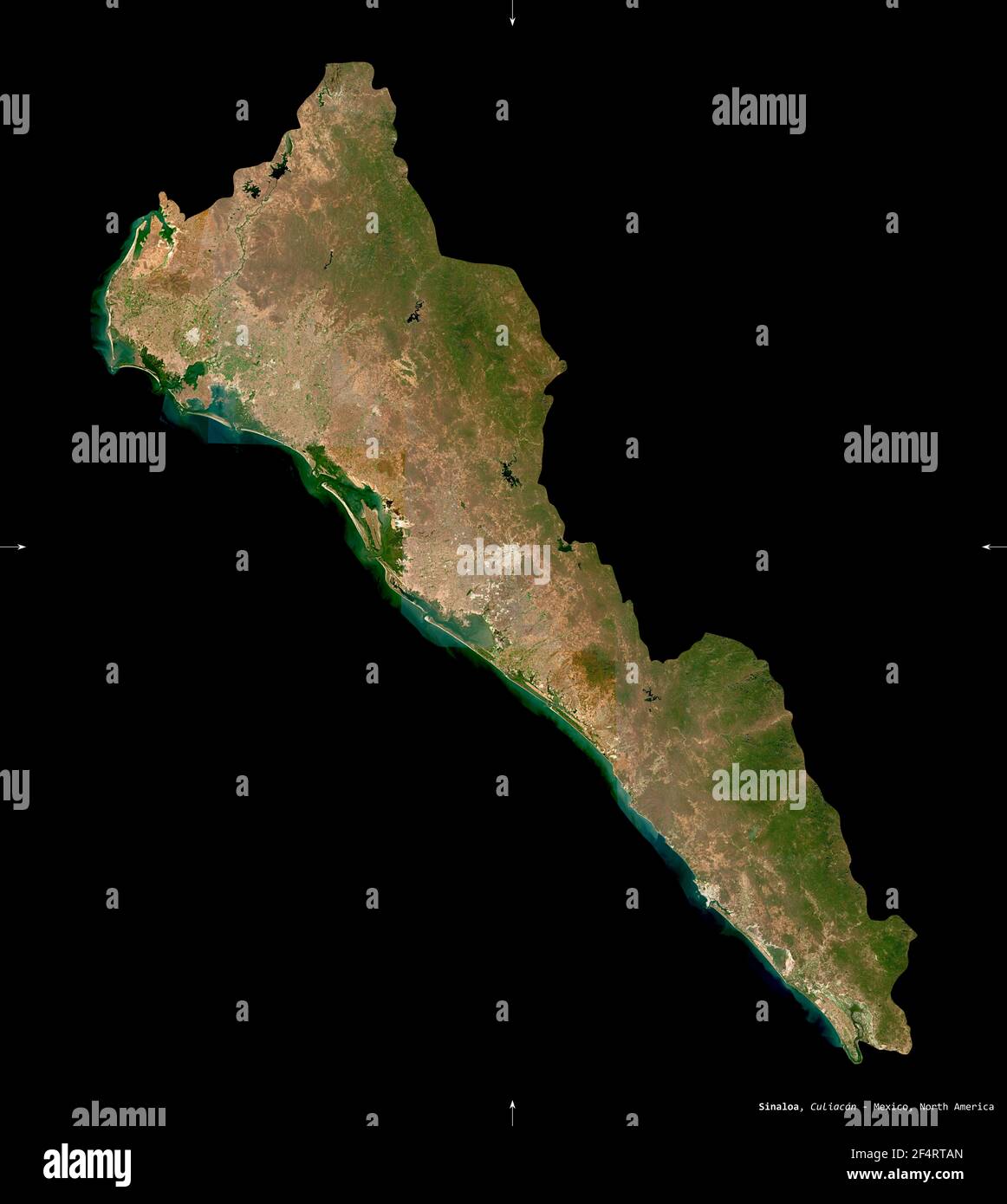 Sinaloa, state of Mexico. Sentinel-2 satellite imagery. Shape isolated ...