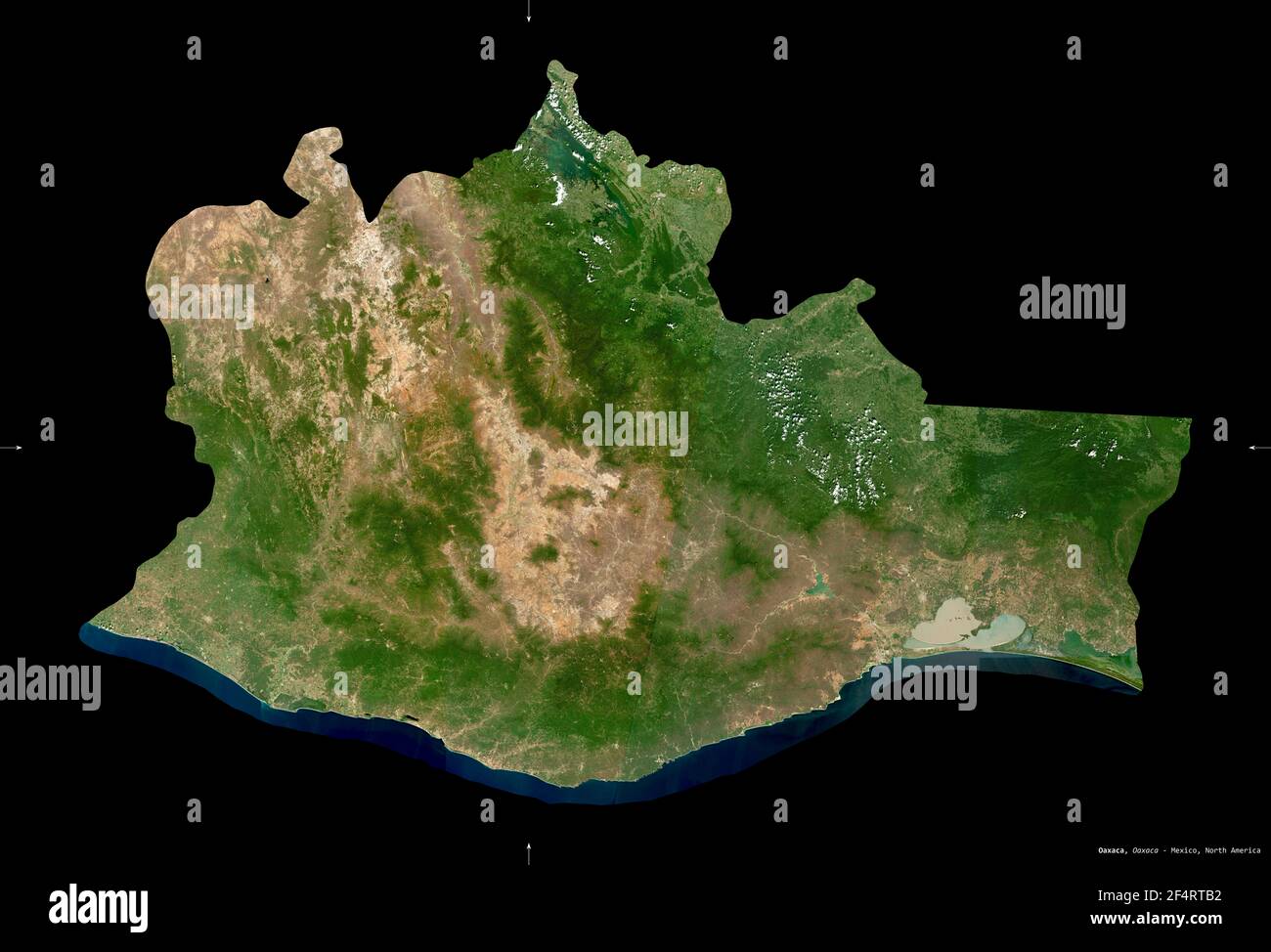 Oaxaca, state of Mexico. Sentinel-2 satellite imagery. Shape isolated ...