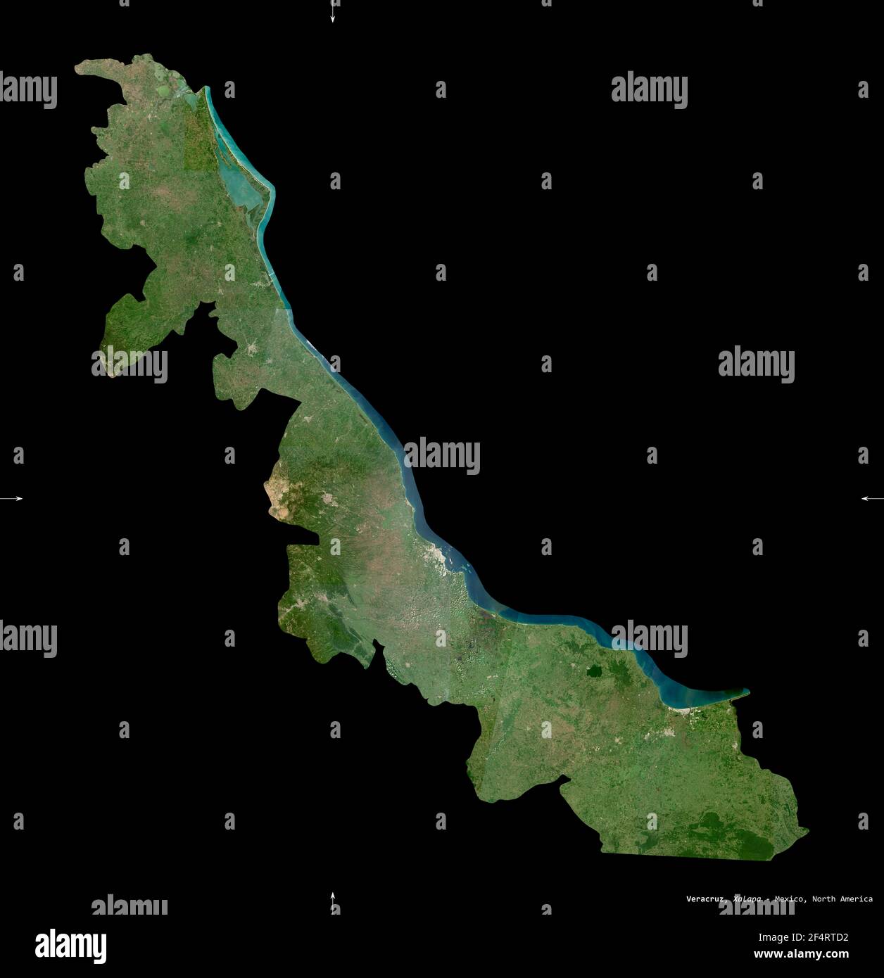 Veracruz, state of Mexico. Sentinel-2 satellite imagery. Shape isolated ...