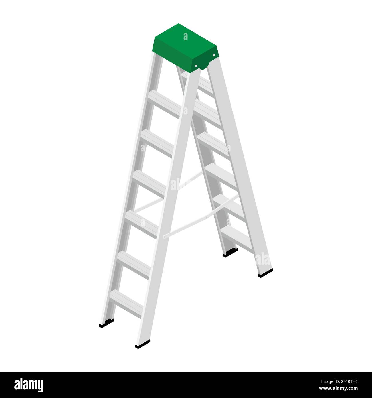 Metallic household steps. Isolated aluminum ladder vector. Ladder ...