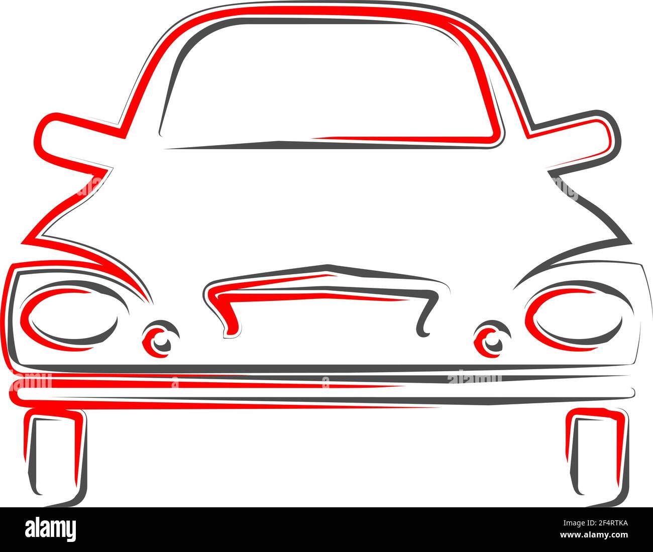 Car Calligraphic Front View, Stylish Car Design Vector Art Illustration ...