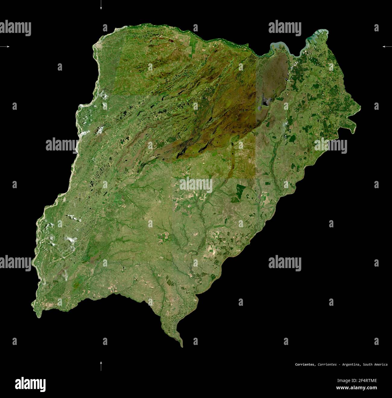 Corrientes, province of Argentina. Sentinel-2 satellite imagery. Shape ...