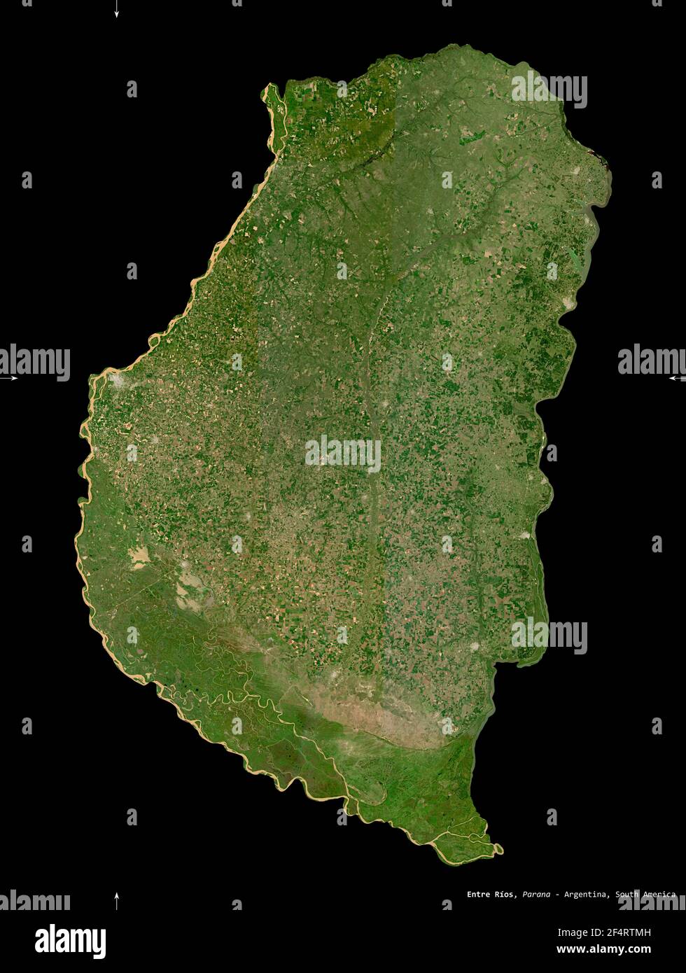 Entre Rios, province of Argentina. Sentinel-2 satellite imagery. Shape ...