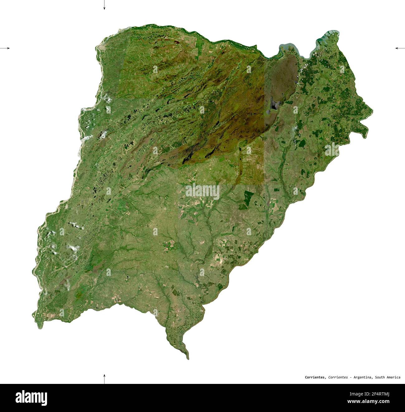 Corrientes, province of Argentina. Sentinel-2 satellite imagery. Shape ...