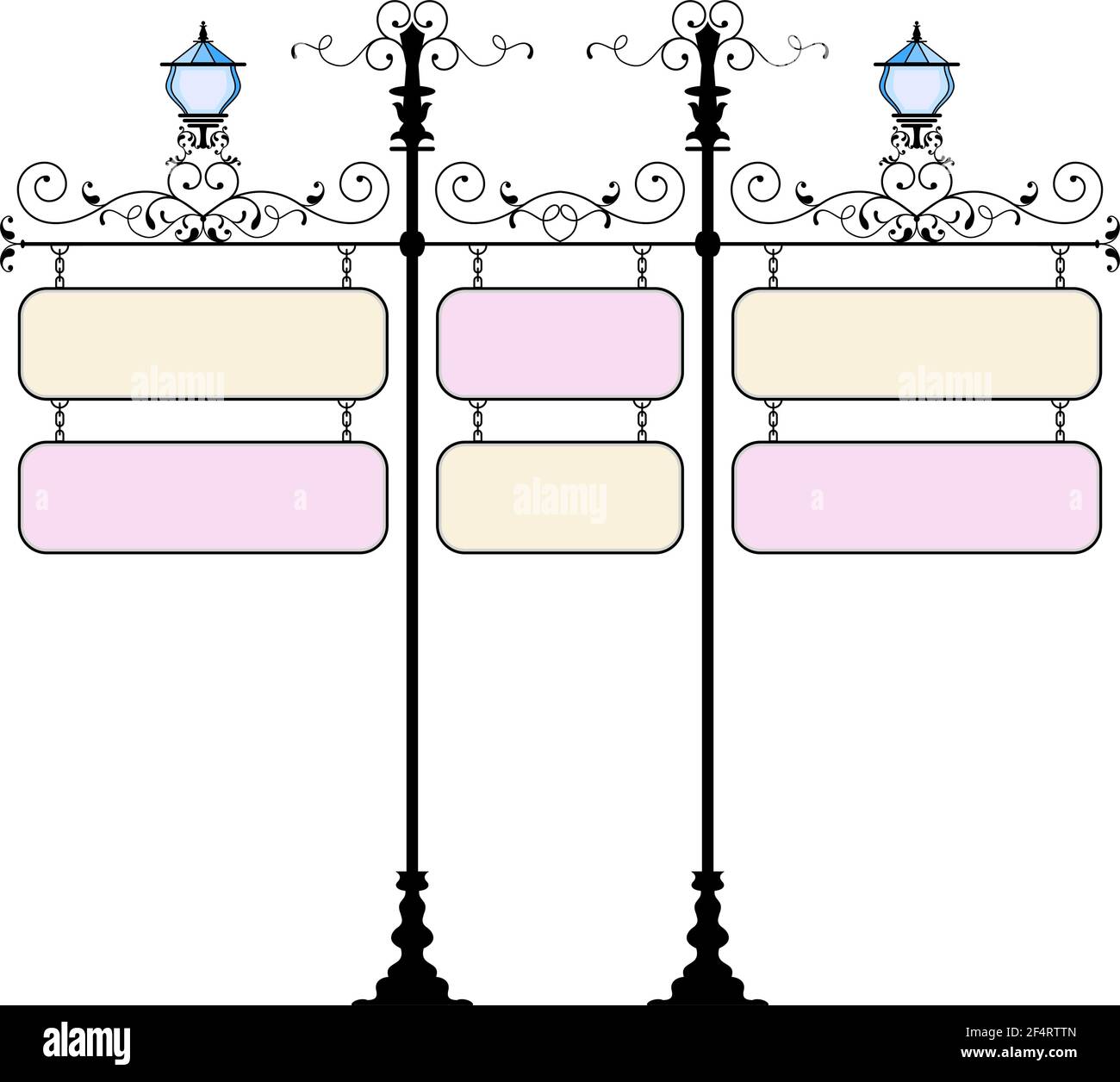 Vector Wrought Iron Sign Post Iron Signage Stock Illustrations