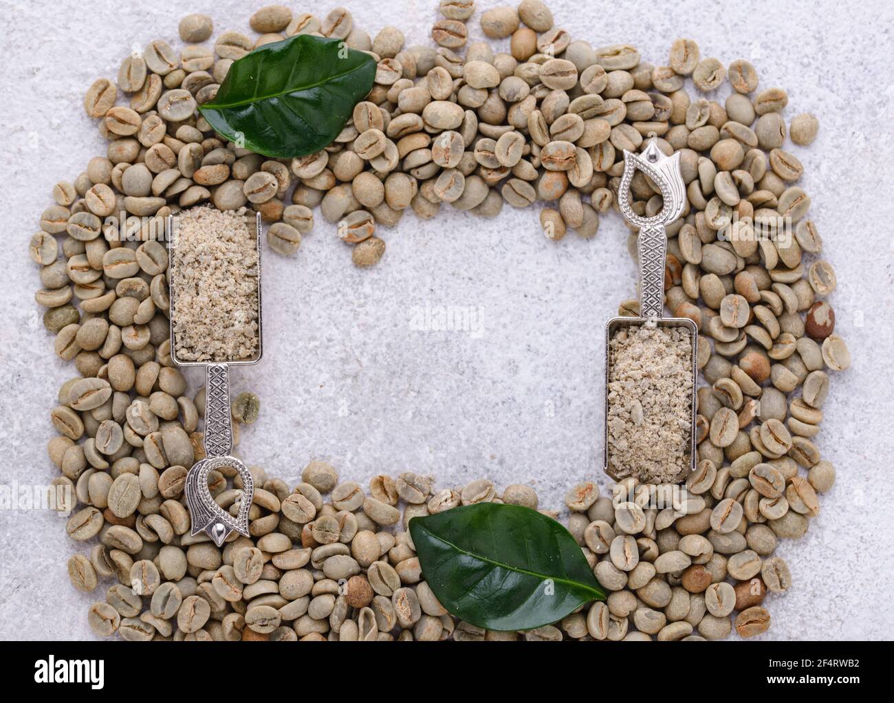 Fresh organic green coffee beans Stock Photo - Alamy