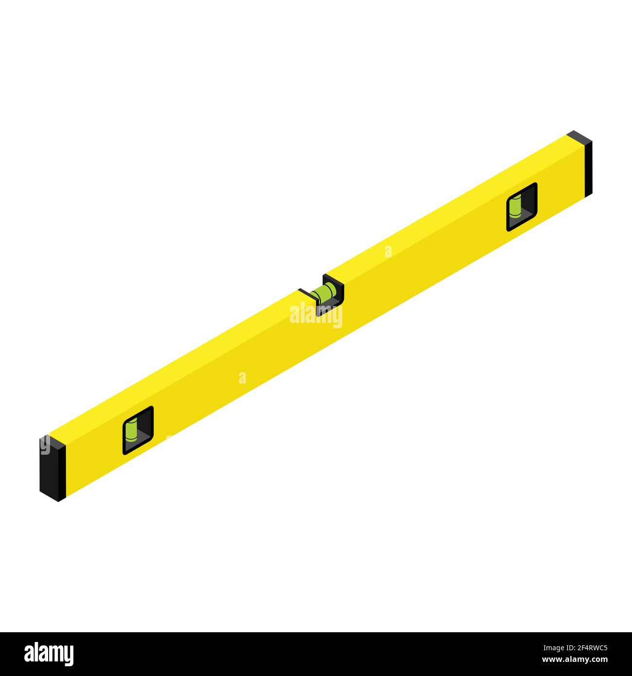 Yellow spirit level isolated on white background isometric view Stock ...