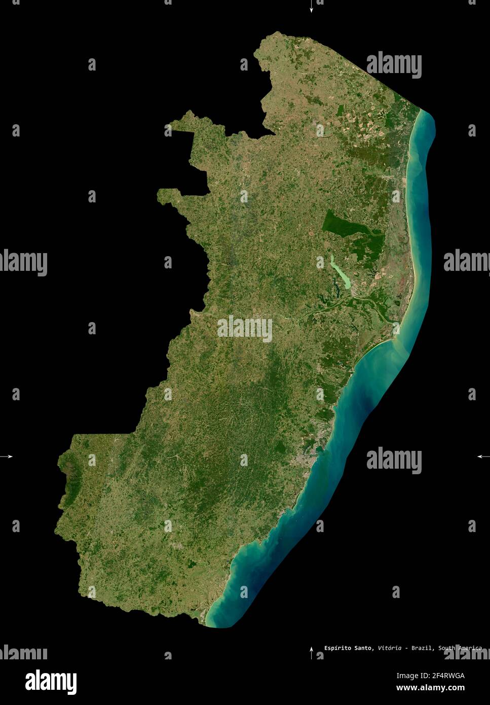 Espirito Santo, state of Brazil. Sentinel-2 satellite imagery. Shape ...