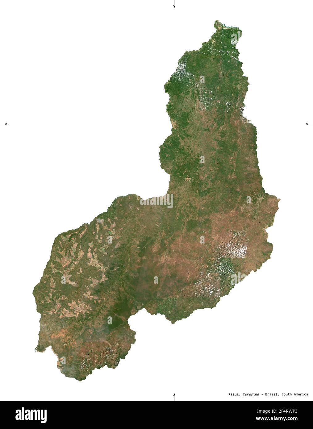 Piaui, state of Brazil. Sentinel-2 satellite imagery. Shape isolated on ...