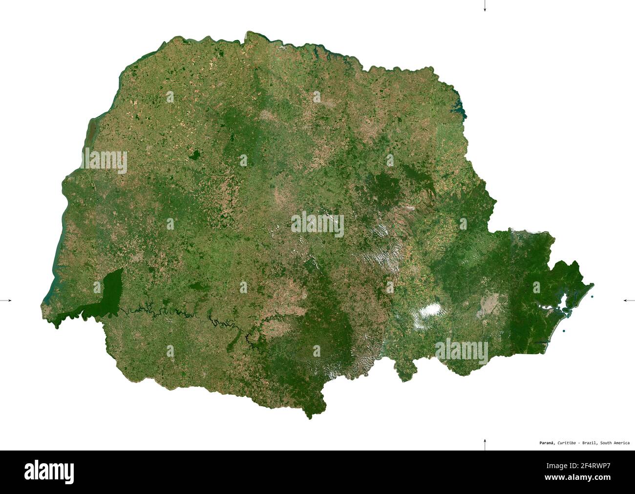 Parana, state of Brazil. Sentinel-2 satellite imagery. Shape isolated ...