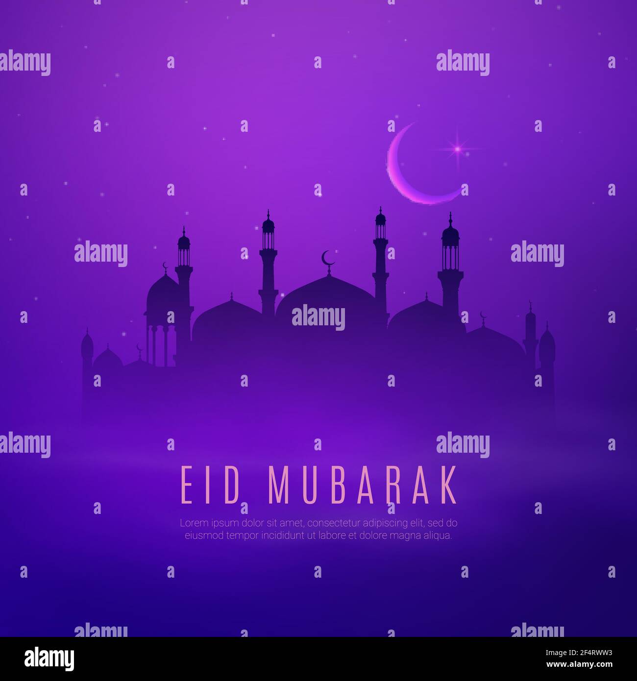 Eid Mubarak holiday, Arabian city and Islam religion mosque vector ...
