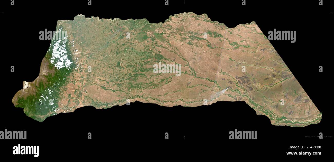 Arauca, intendancy of Colombia. Sentinel-2 satellite imagery. Shape ...