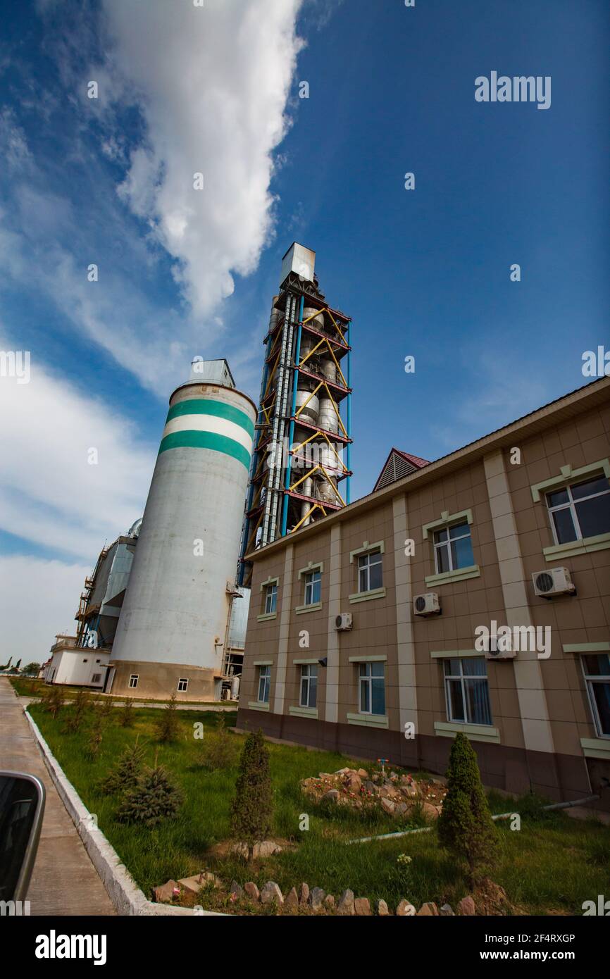 Standard Cement plant. Concrete silos and industrial buildings ...