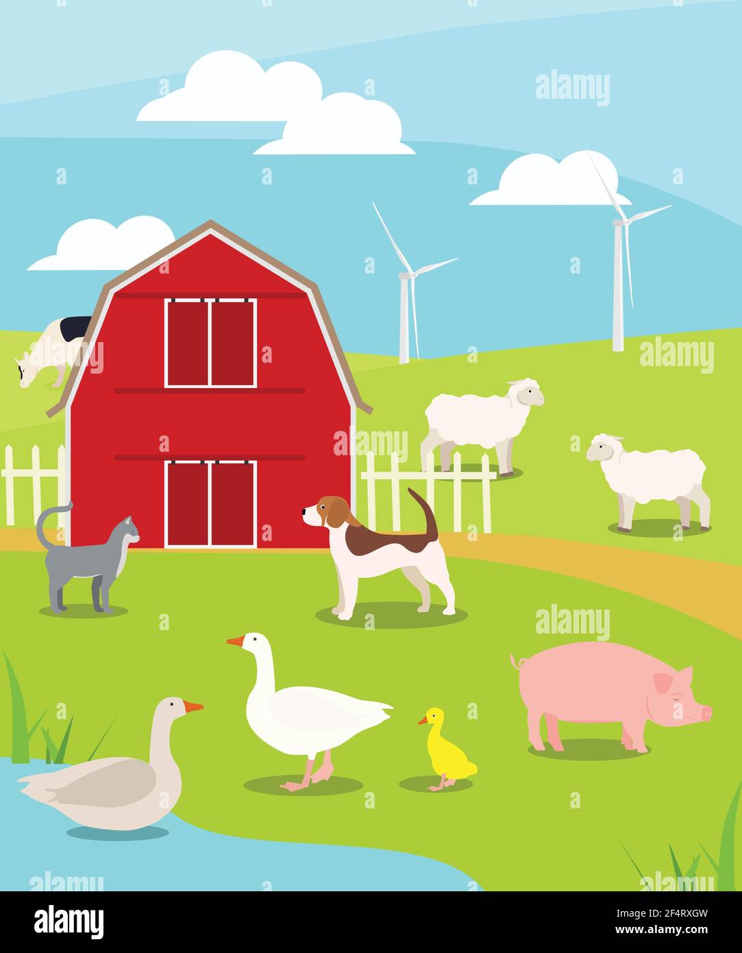 Farm with barn and donkey Stock Vector Images - Alamy