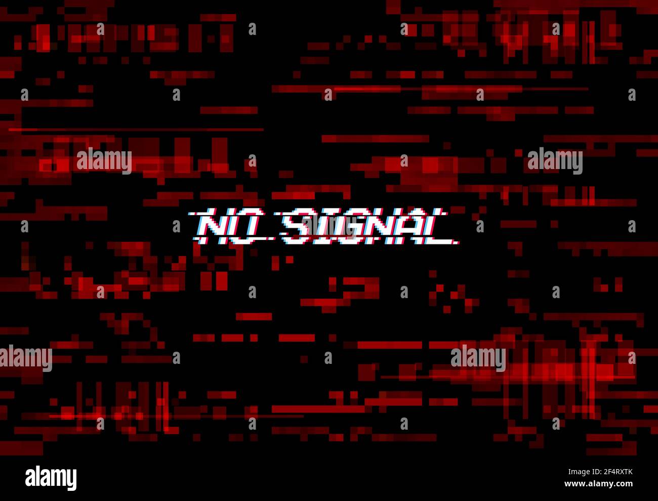 Glitch screen no signal TV noise, VHS or digital pixels on vector ...