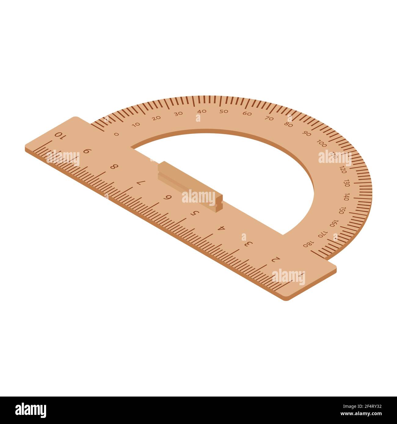Wooden ruler protractor vector. Metric Imperial. Centimeter. Classic ...