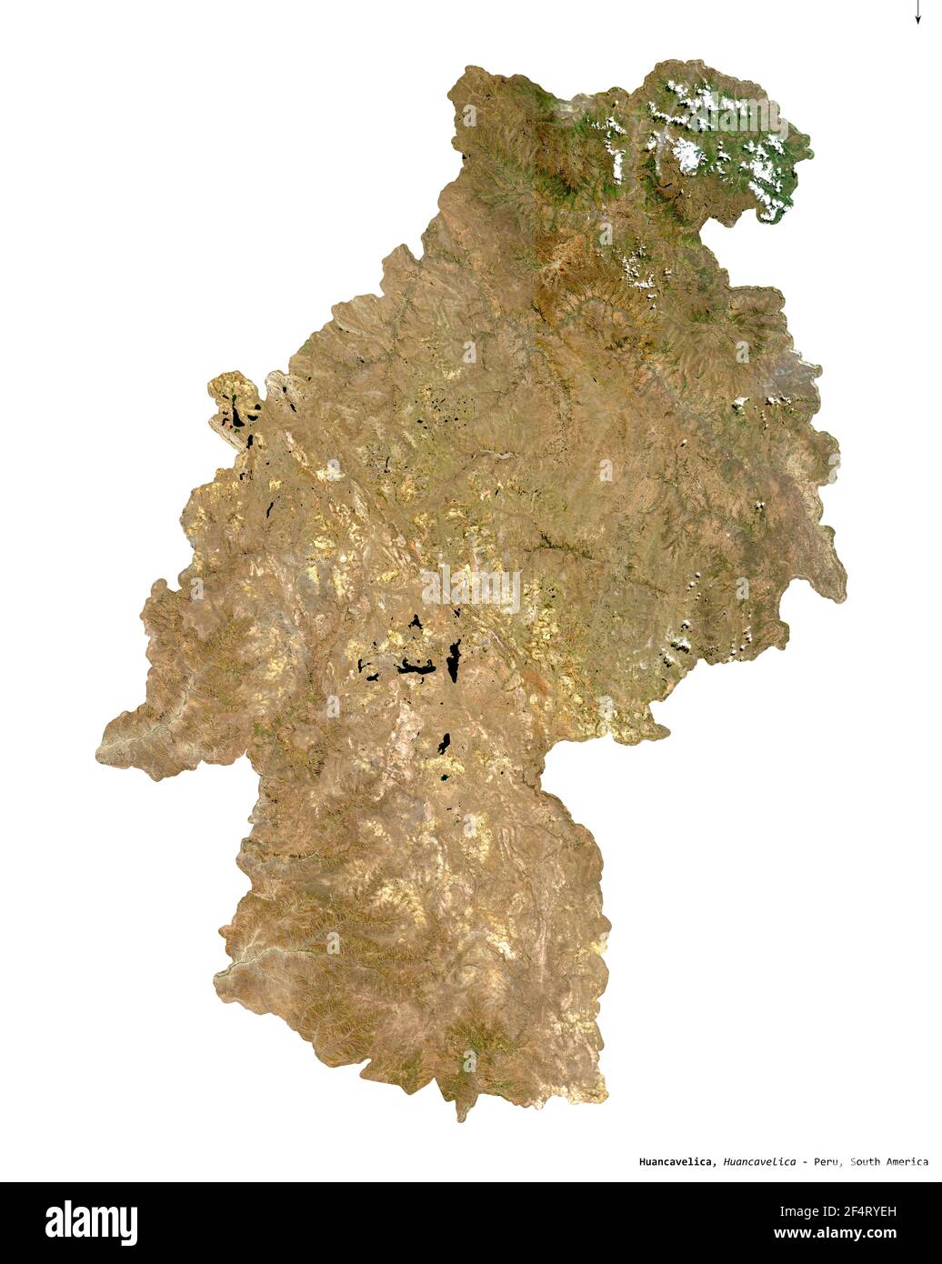 Huancavelica, region of Peru. Sentinel-2 satellite imagery. Shape ...