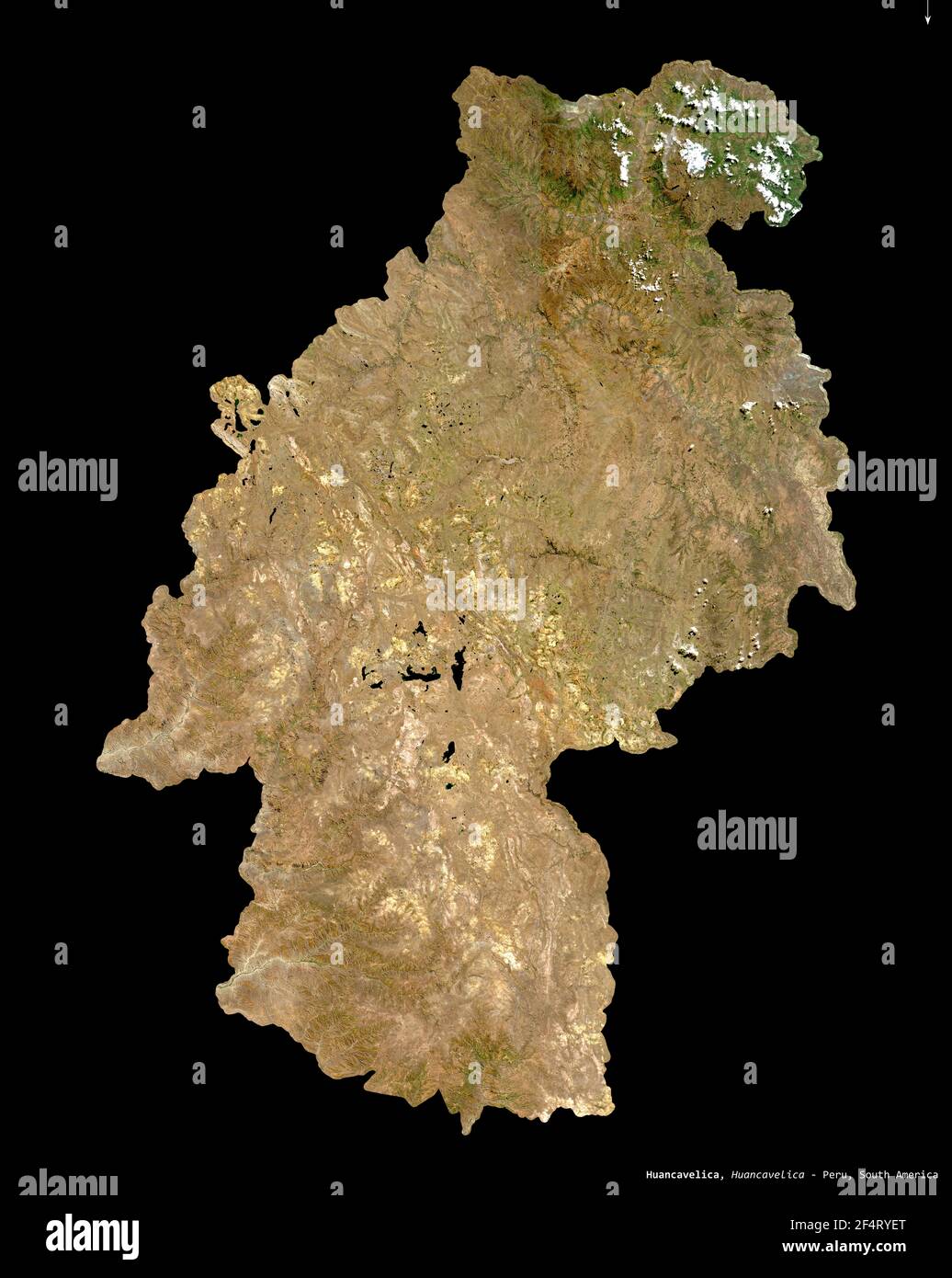 Huancavelica, region of Peru. Sentinel-2 satellite imagery. Shape ...