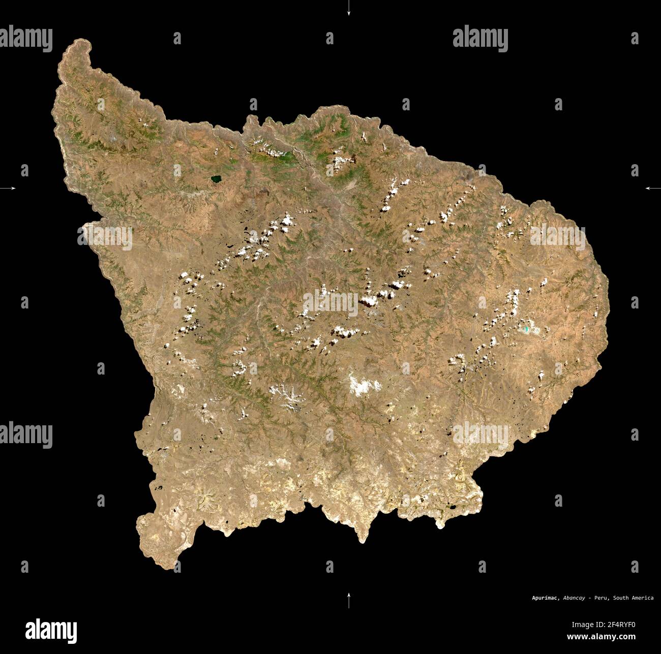 Apurimac, region of Peru. Sentinel-2 satellite imagery. Shape isolated ...