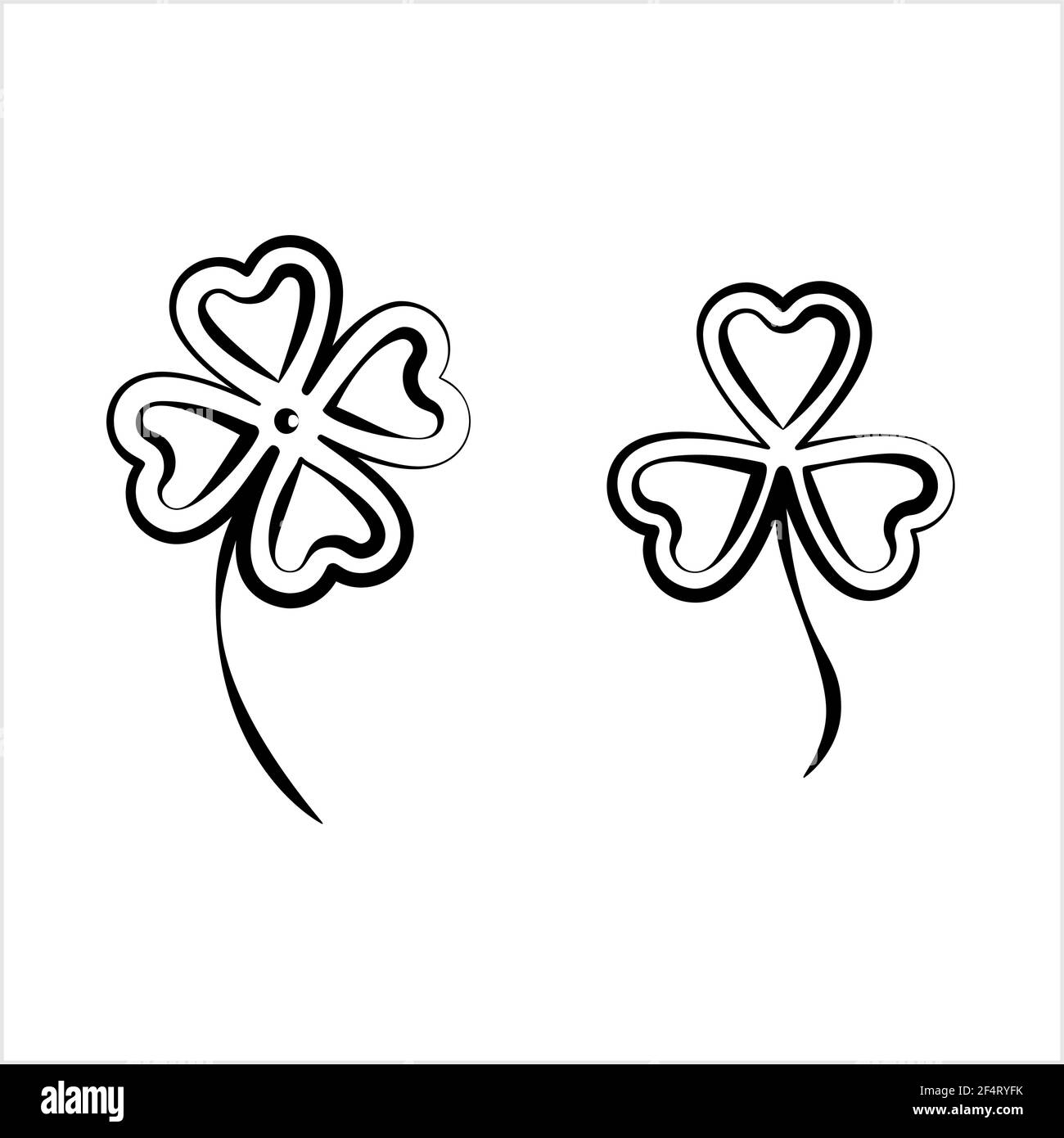 Clover With Four And Three Leaves Design Vector Art Illustration Stock ...