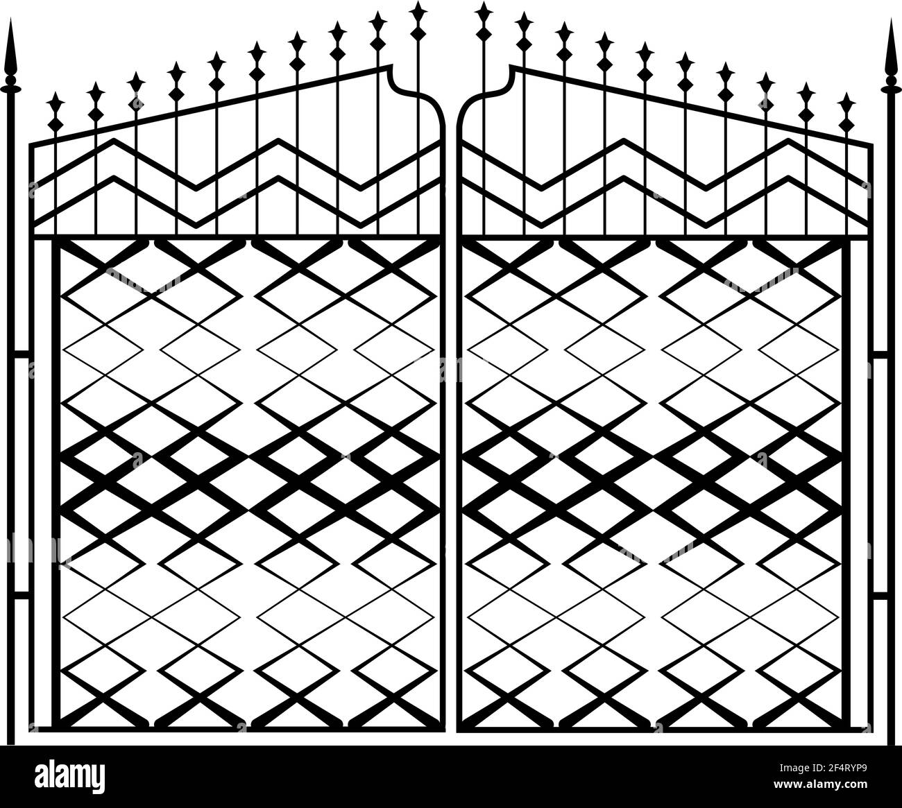 Wrought Iron Gate, Ornamental Design Vector Art Illustration Stock ...