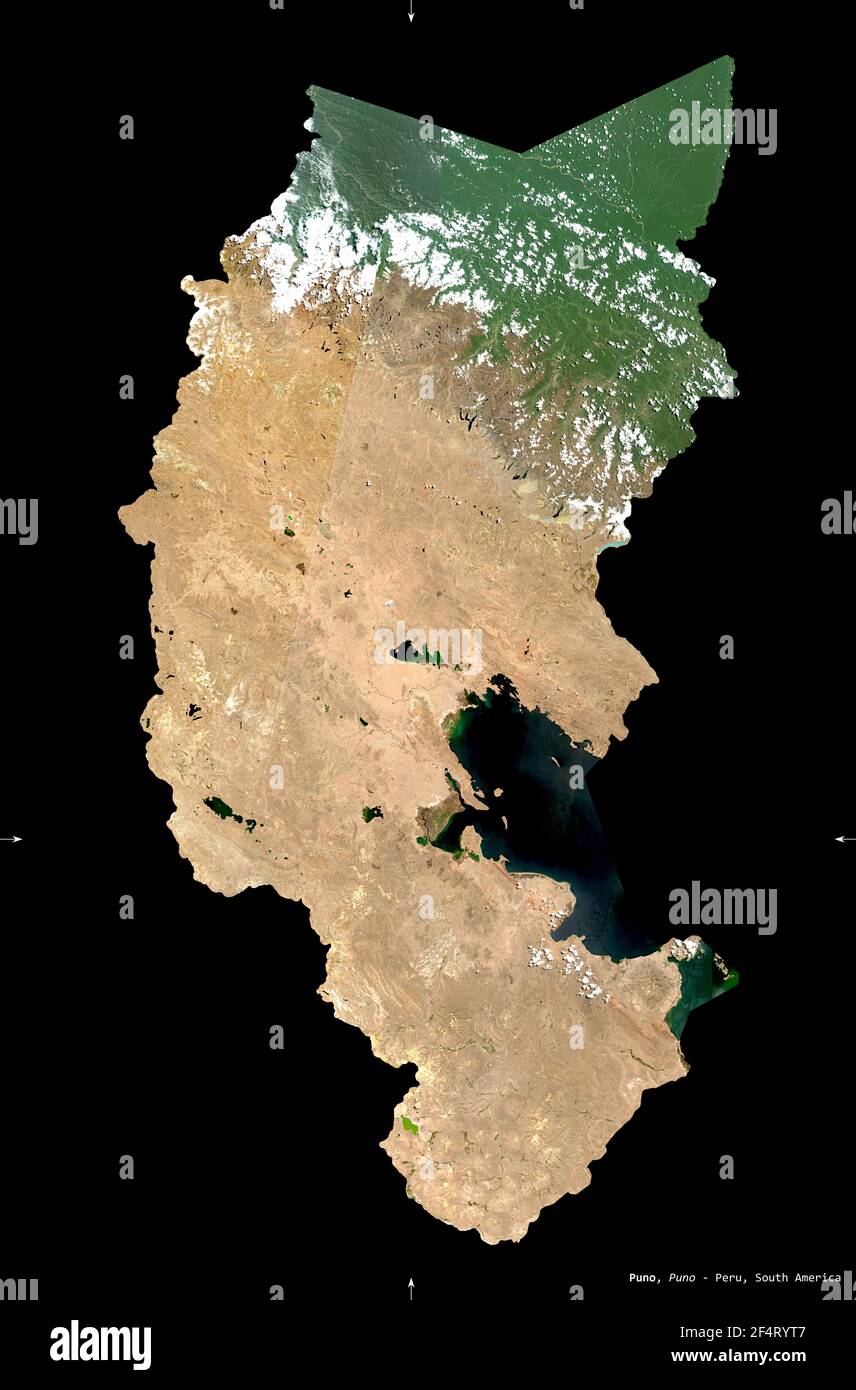 Puno, region of Peru. Sentinel-2 satellite imagery. Shape isolated on ...