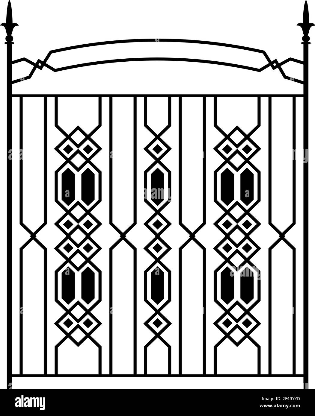Wrought Iron Gate, Ornamental Design Vector Art Illustration Stock ...