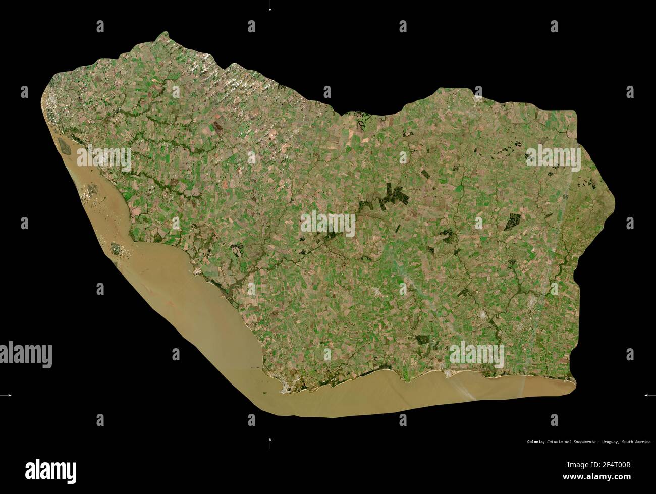 Colonia, department of Uruguay. Sentinel-2 satellite imagery. Shape ...