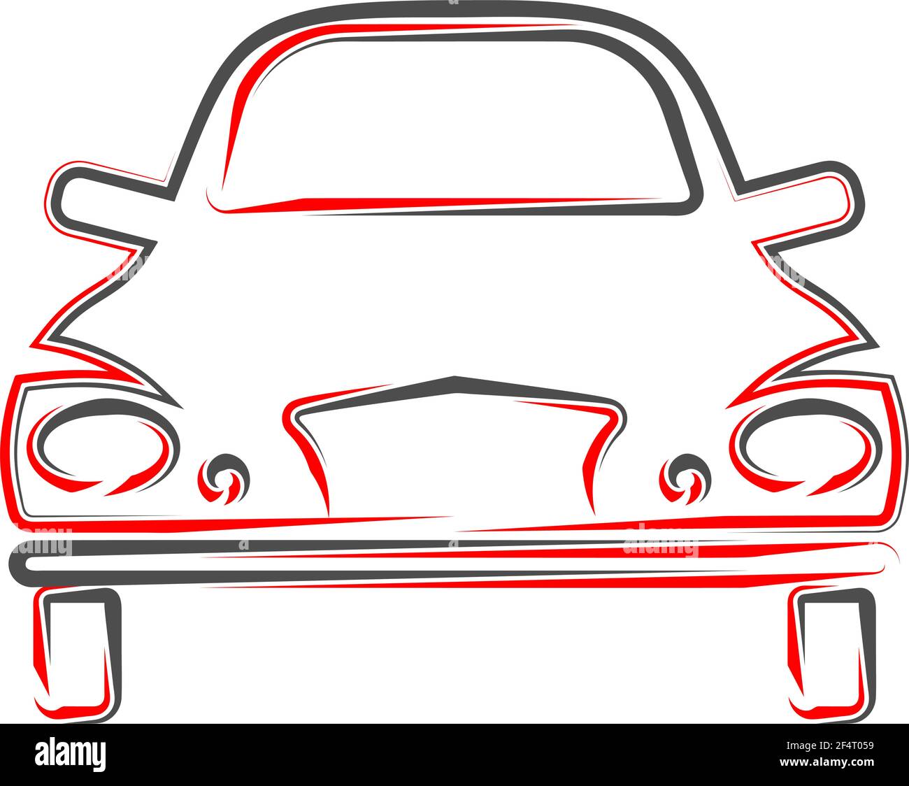 Car Calligraphic Front View, Stylish Car Design Vector Art Illustration ...
