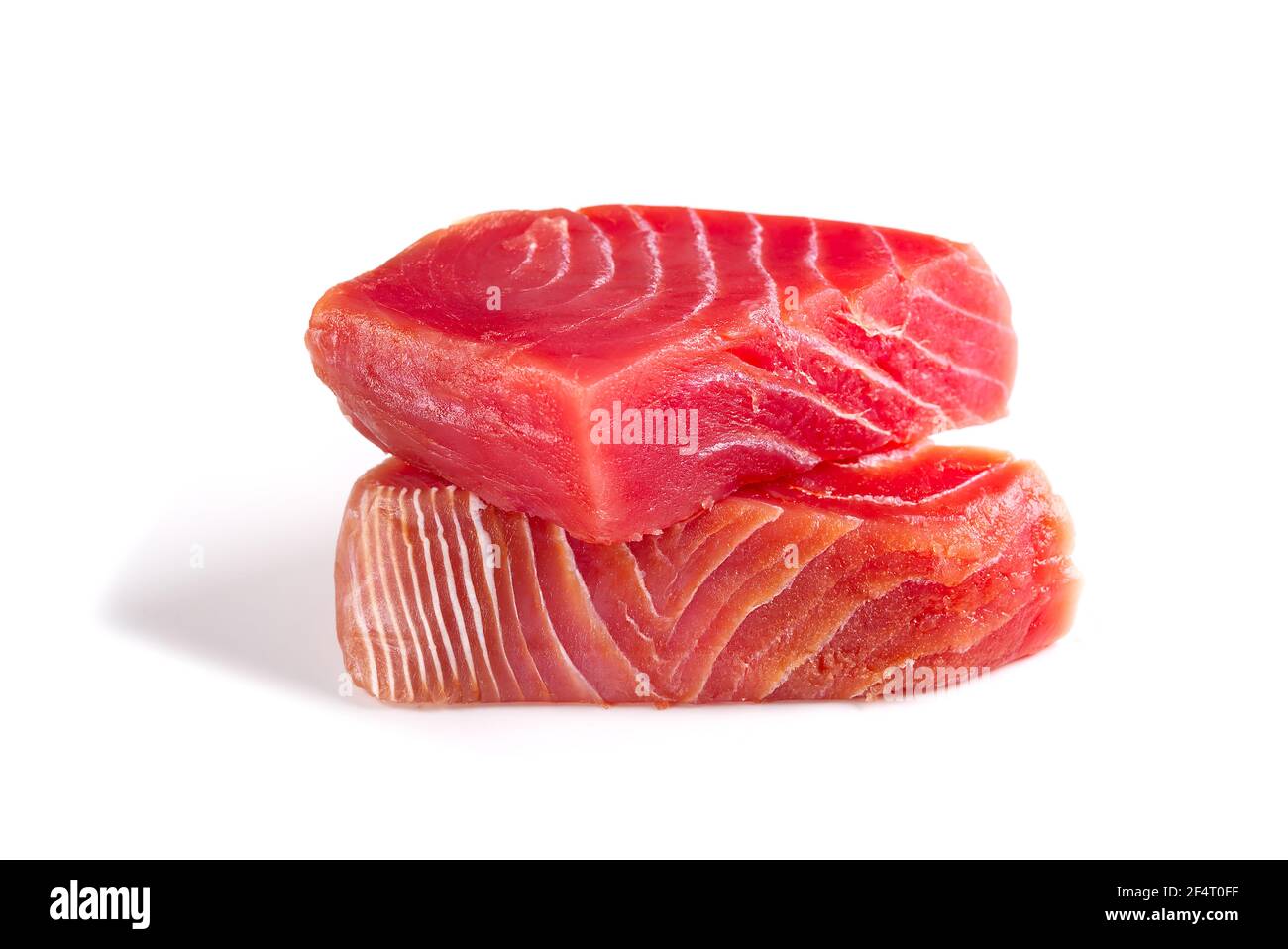 fresh yellowfin sliced tuna steak isolated on a white background ...