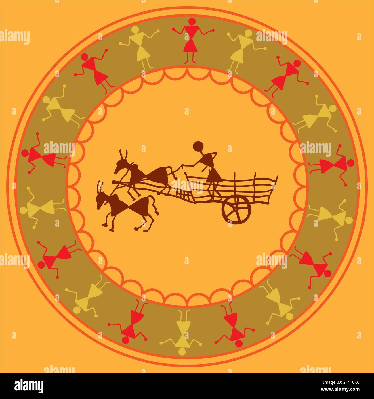 Folk Design Bullock Cart Vector Illustration Stock Vector Image & Art ...