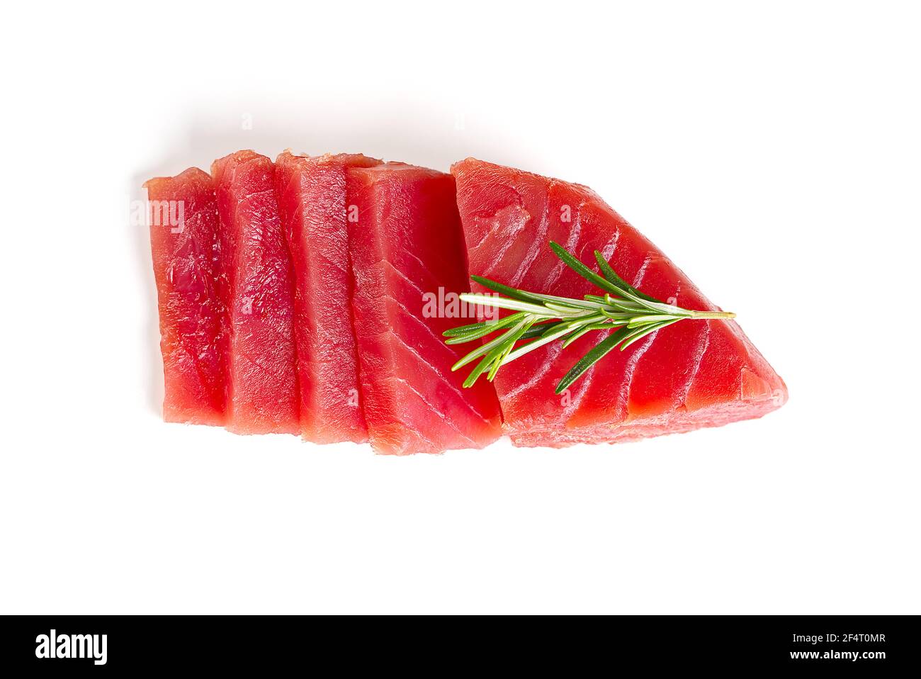 fresh yellowfin sliced tuna steak isolated on a white background ...