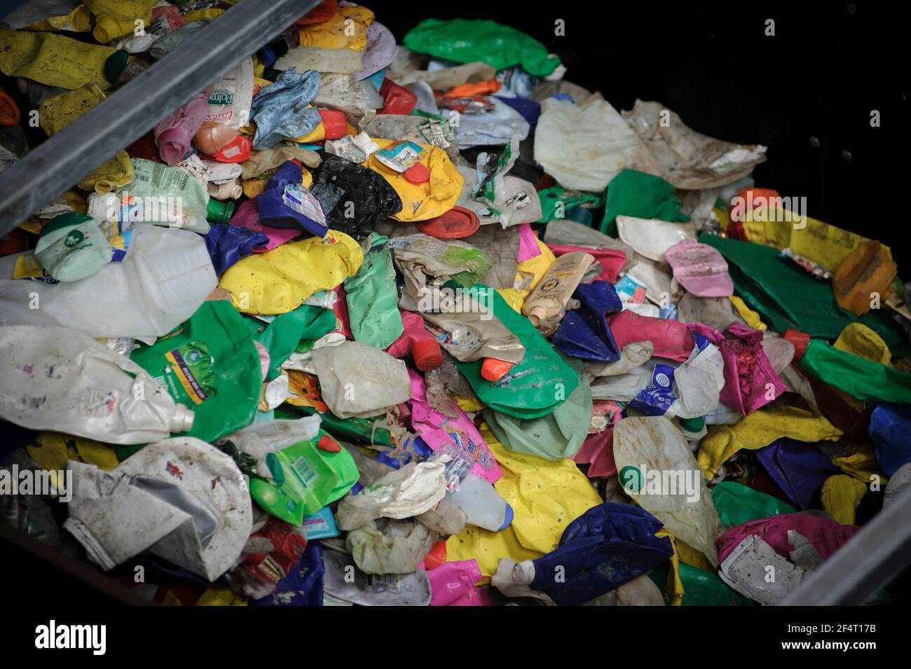 Plastic waste at a materials recycling facility in the UK Stock Photo ...