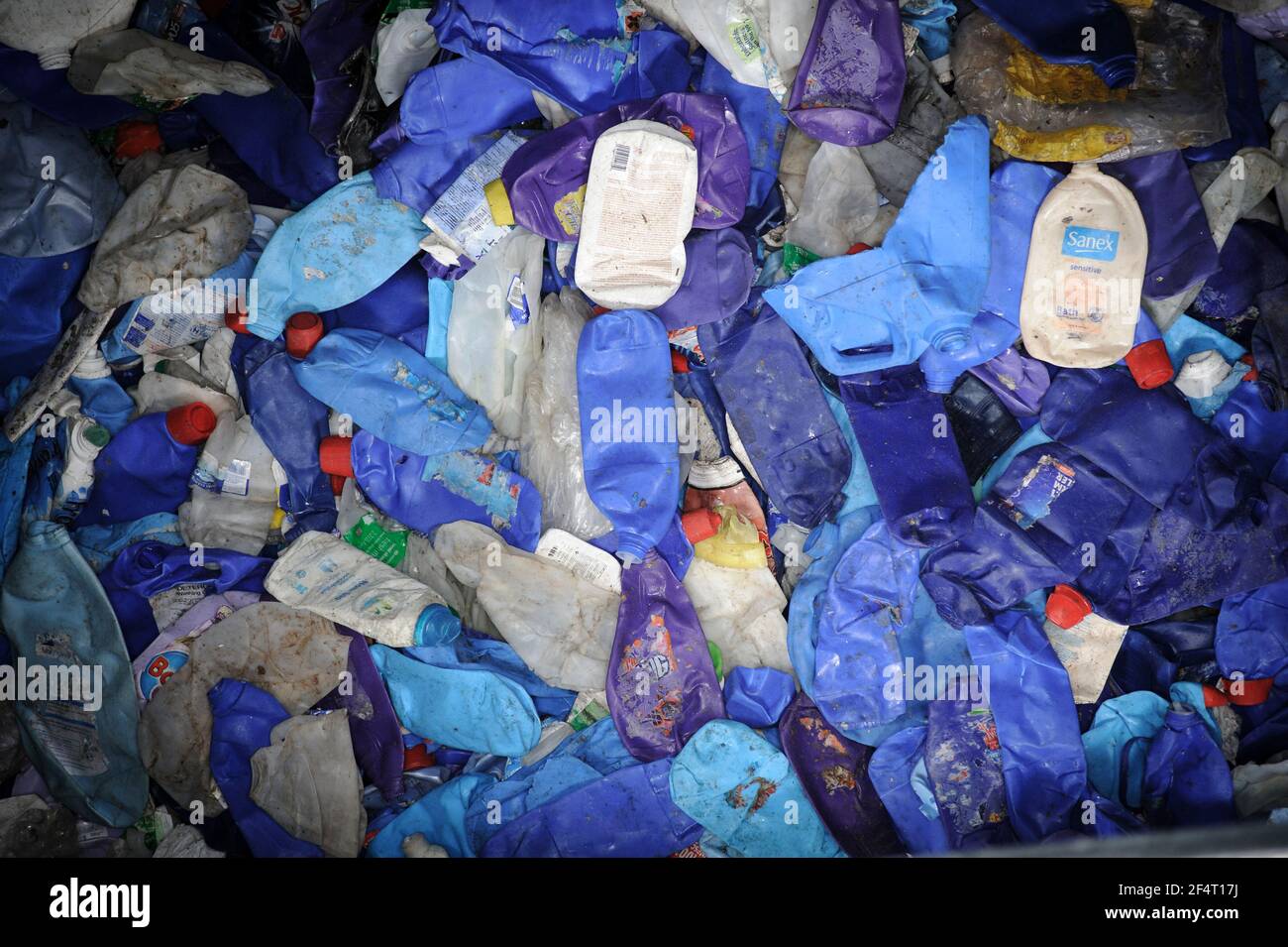 Plastic waste at a materials recycling facility in the UK Stock Photo ...