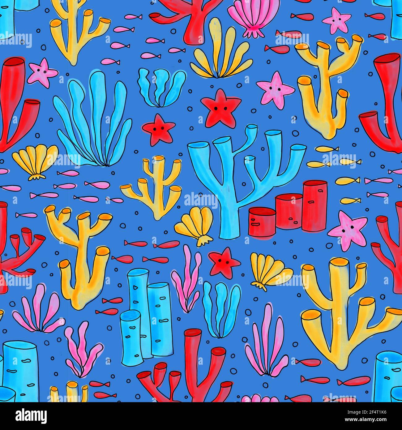 Ocean Coral reef seamless colorful background. Repeating pattern with ...