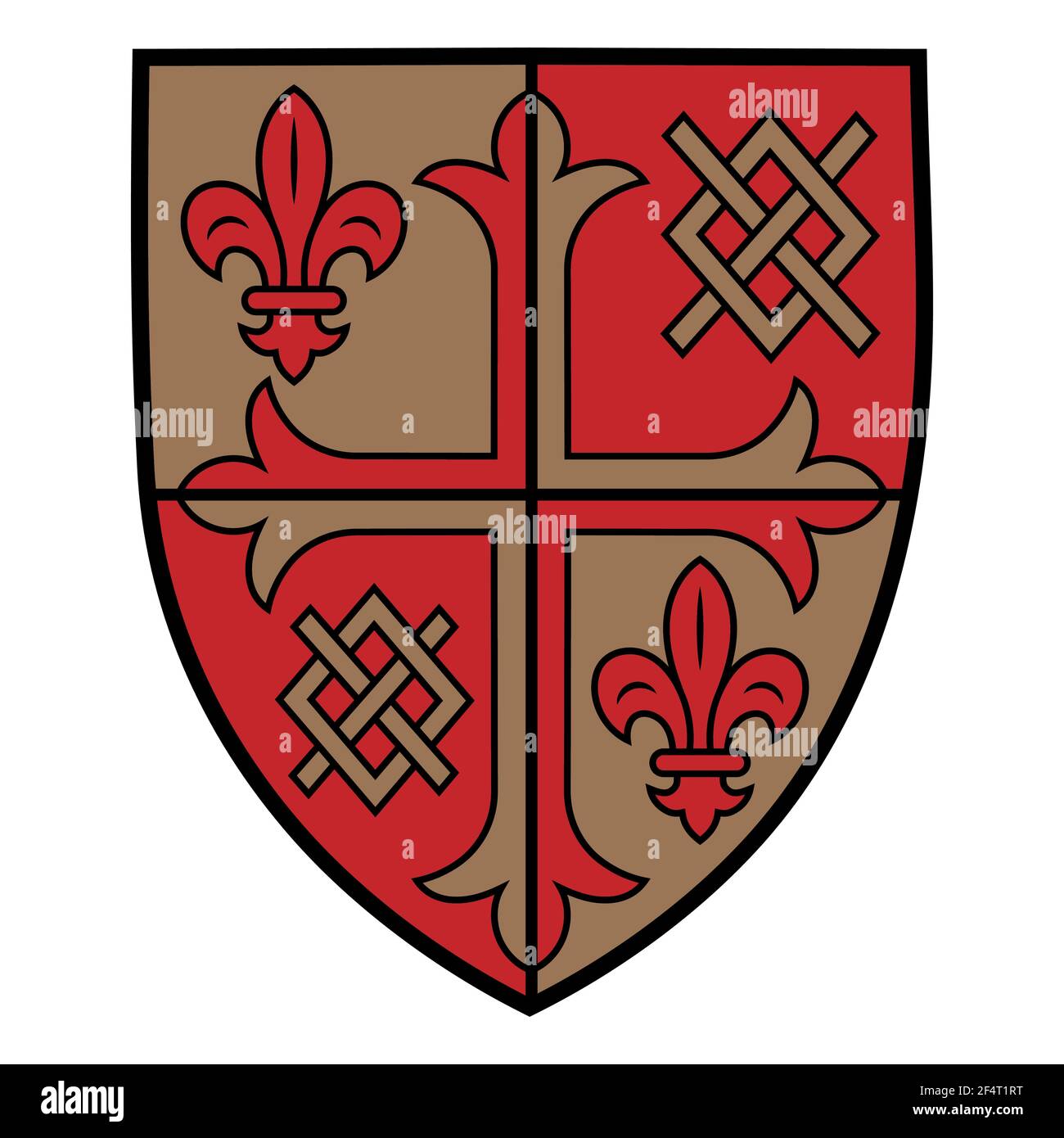 Knightly design. Heraldic knight's shield with cross and lilies. The ...