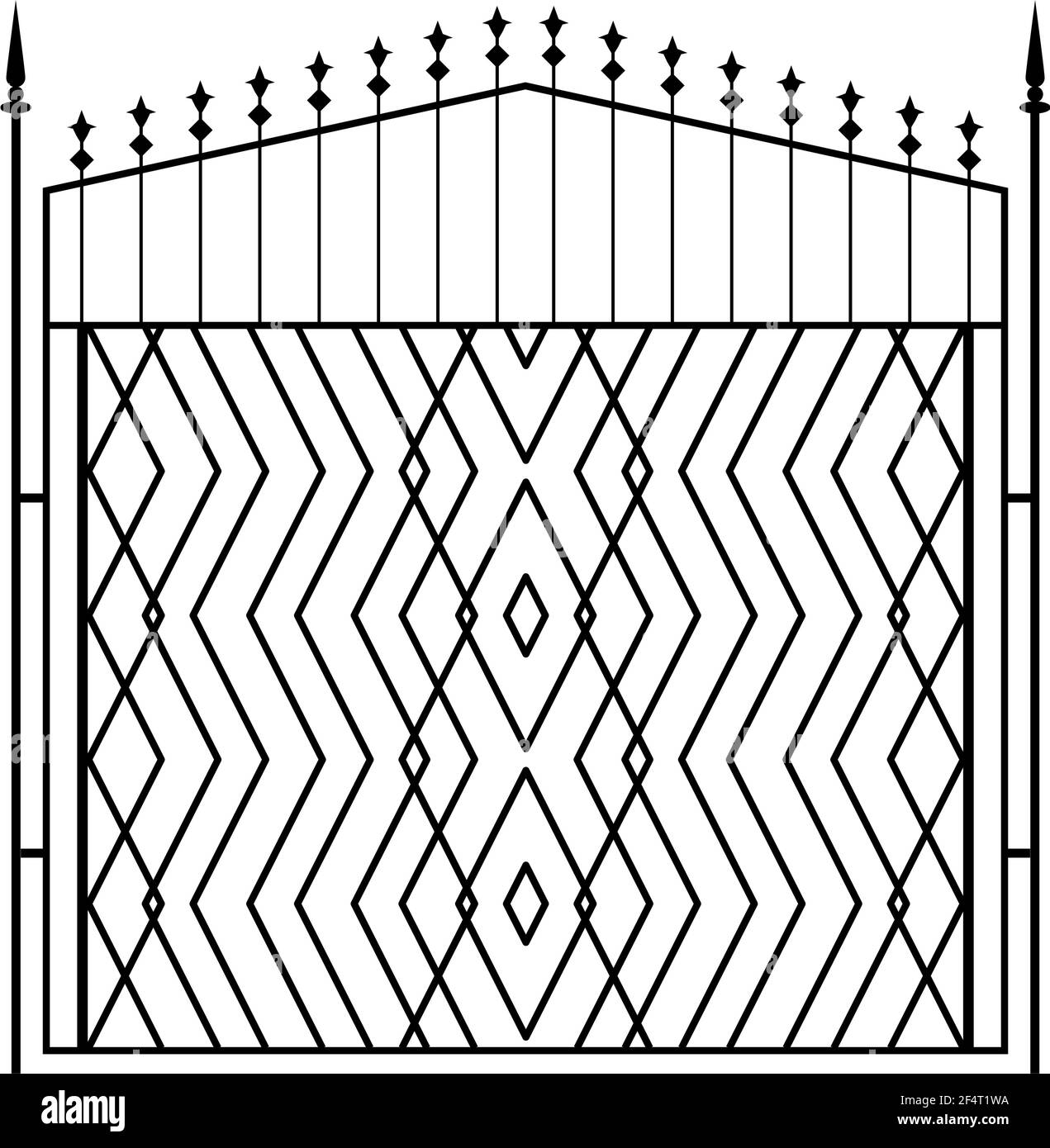 Wrought Iron Gate, Ornamental Design Vector Art Illustration Stock ...