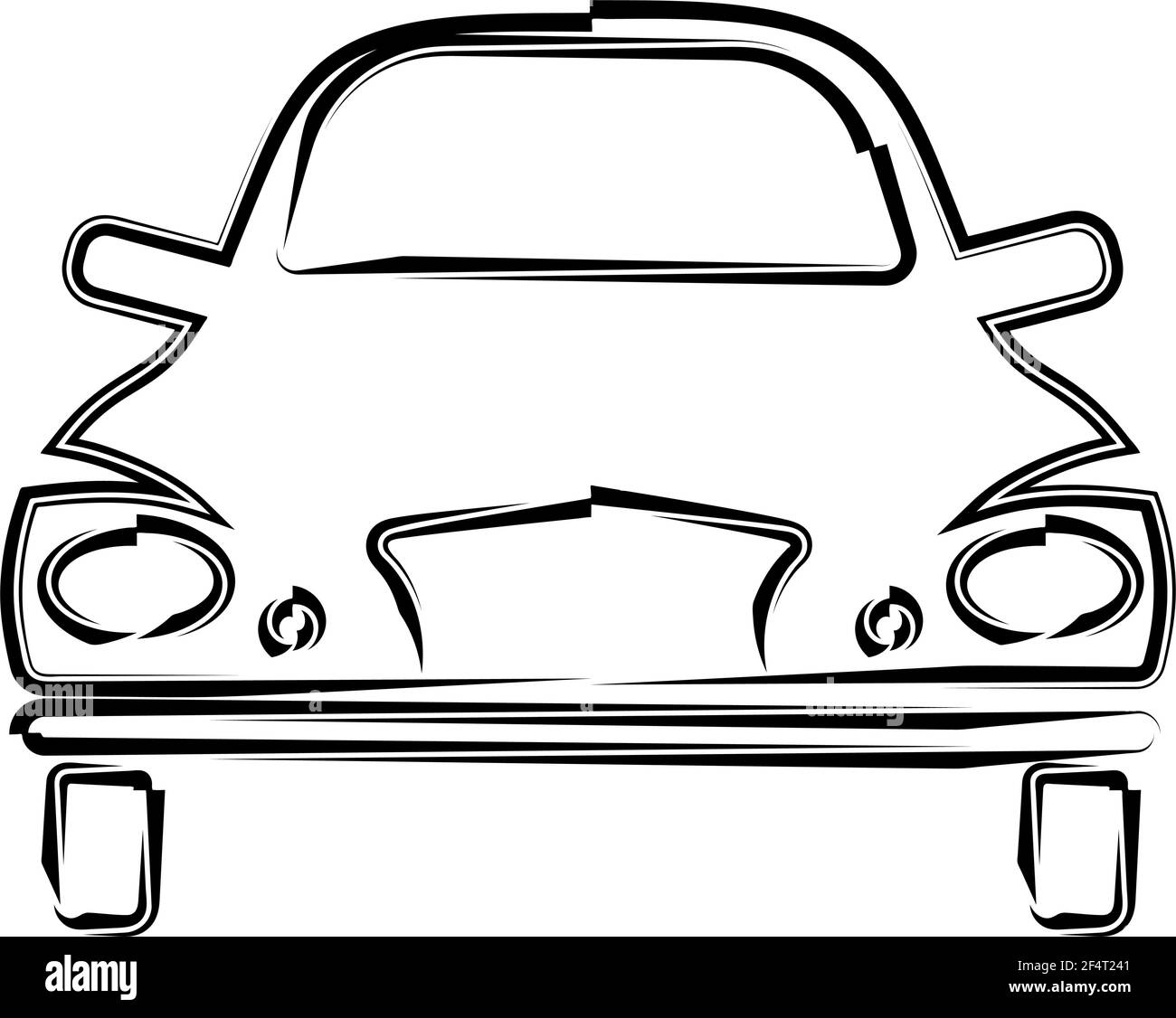 Car Calligraphic Front View, Stylish Car Design Vector Art Illustration ...