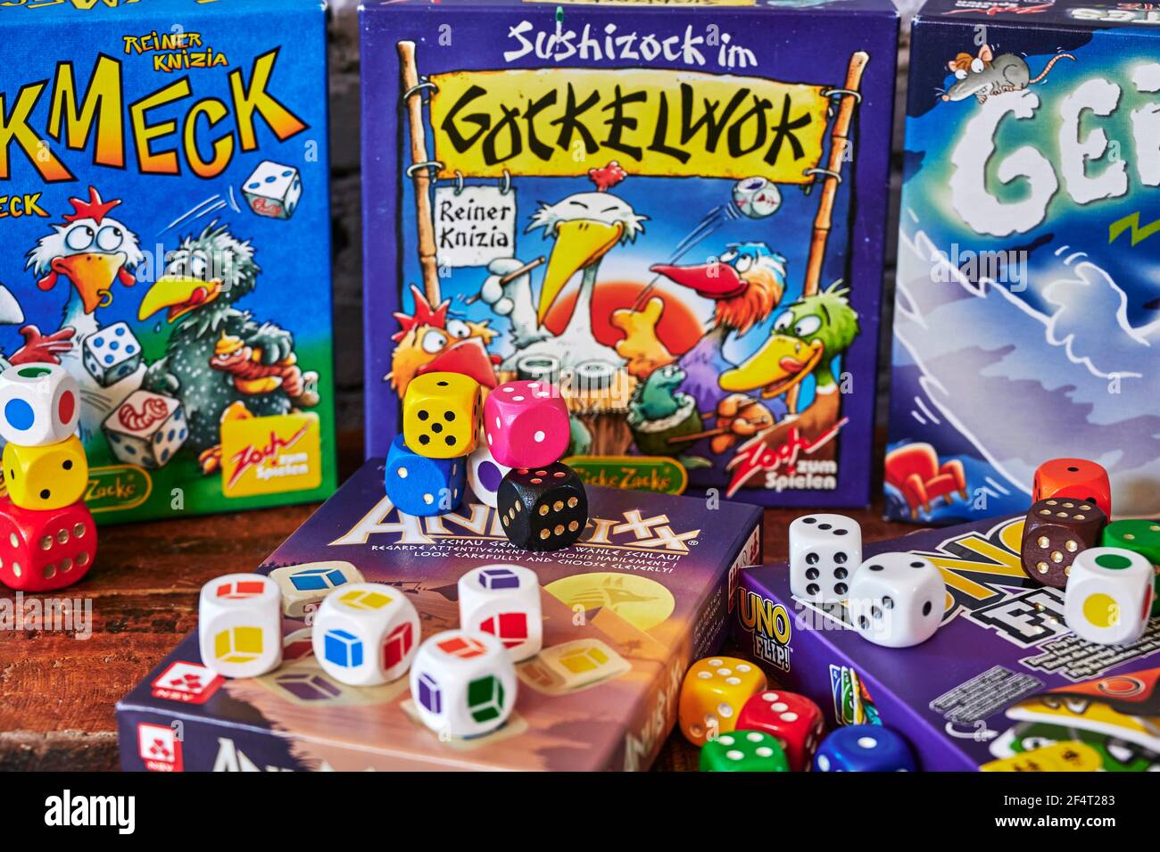 Berlin, Germany - March 22, 2021: Many different packs of board games ...