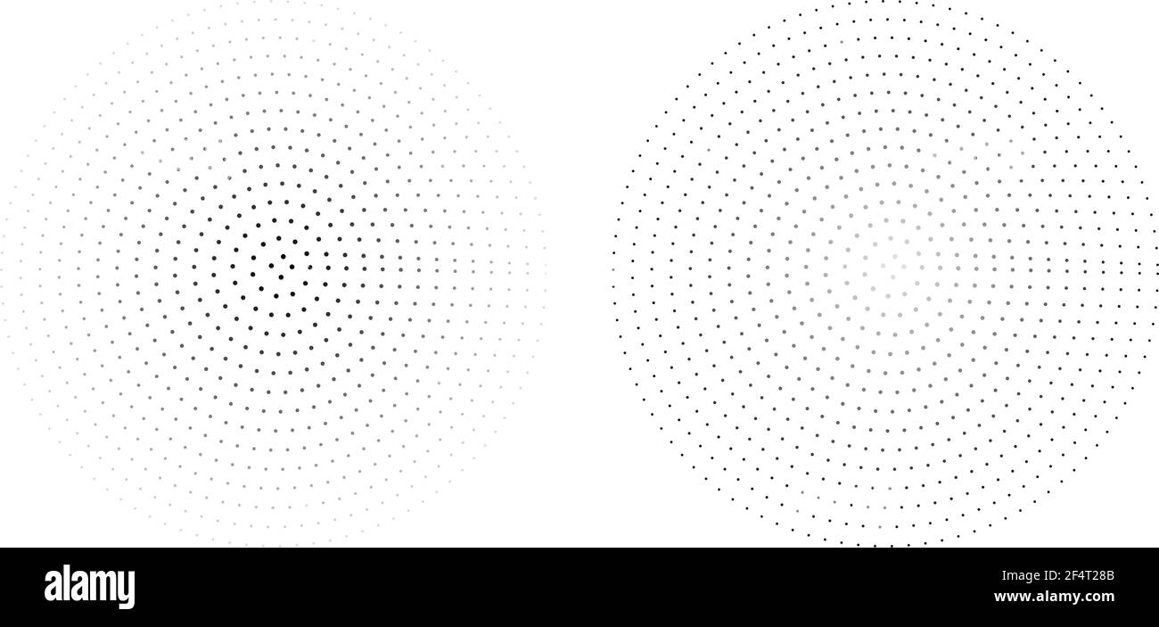 Vector Black and White Circular Halftone, isolated on white Stock ...