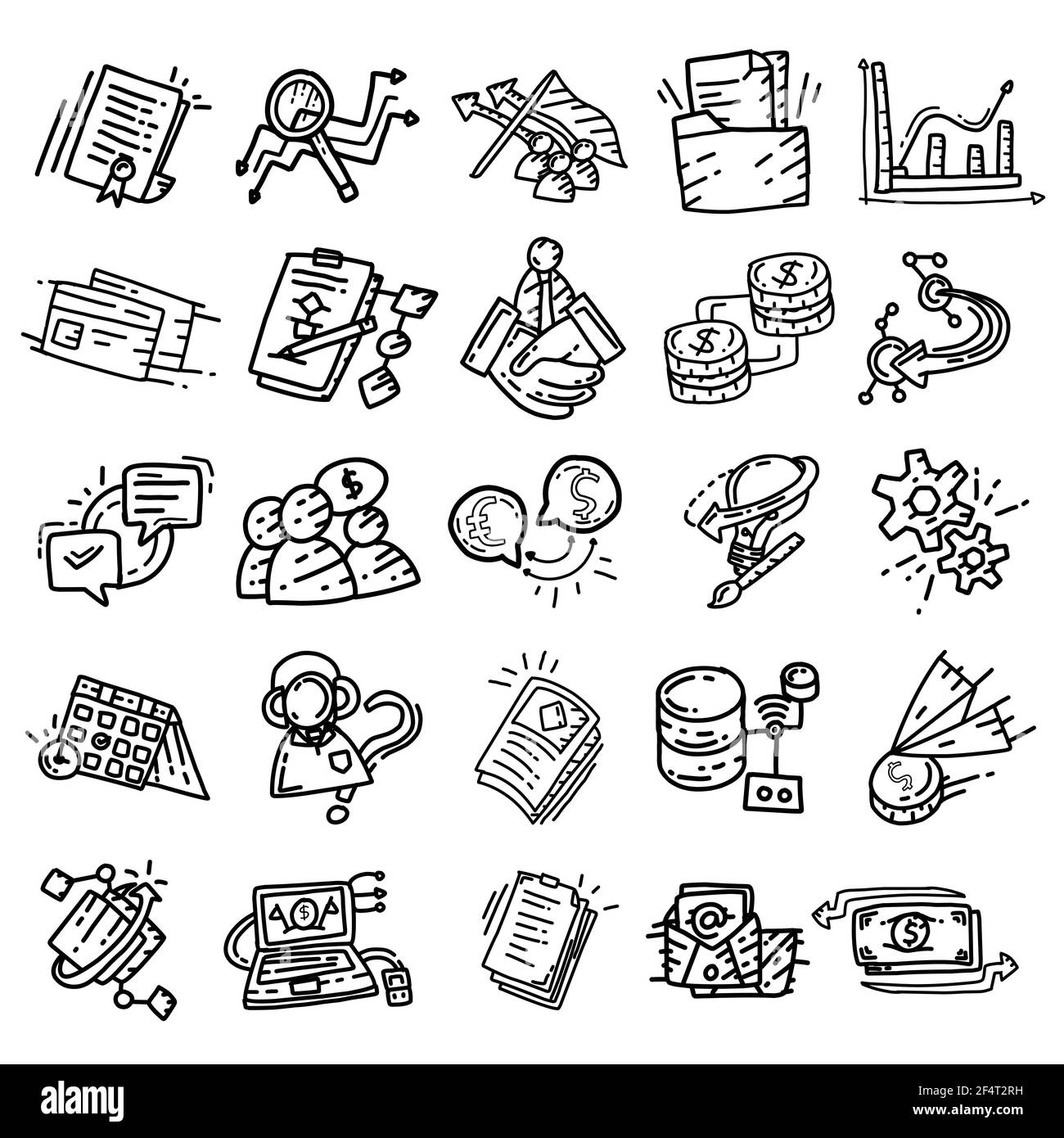 Business set hand drawn icon design, outline black, doodle icon, vector icon Stock Vector Image ...