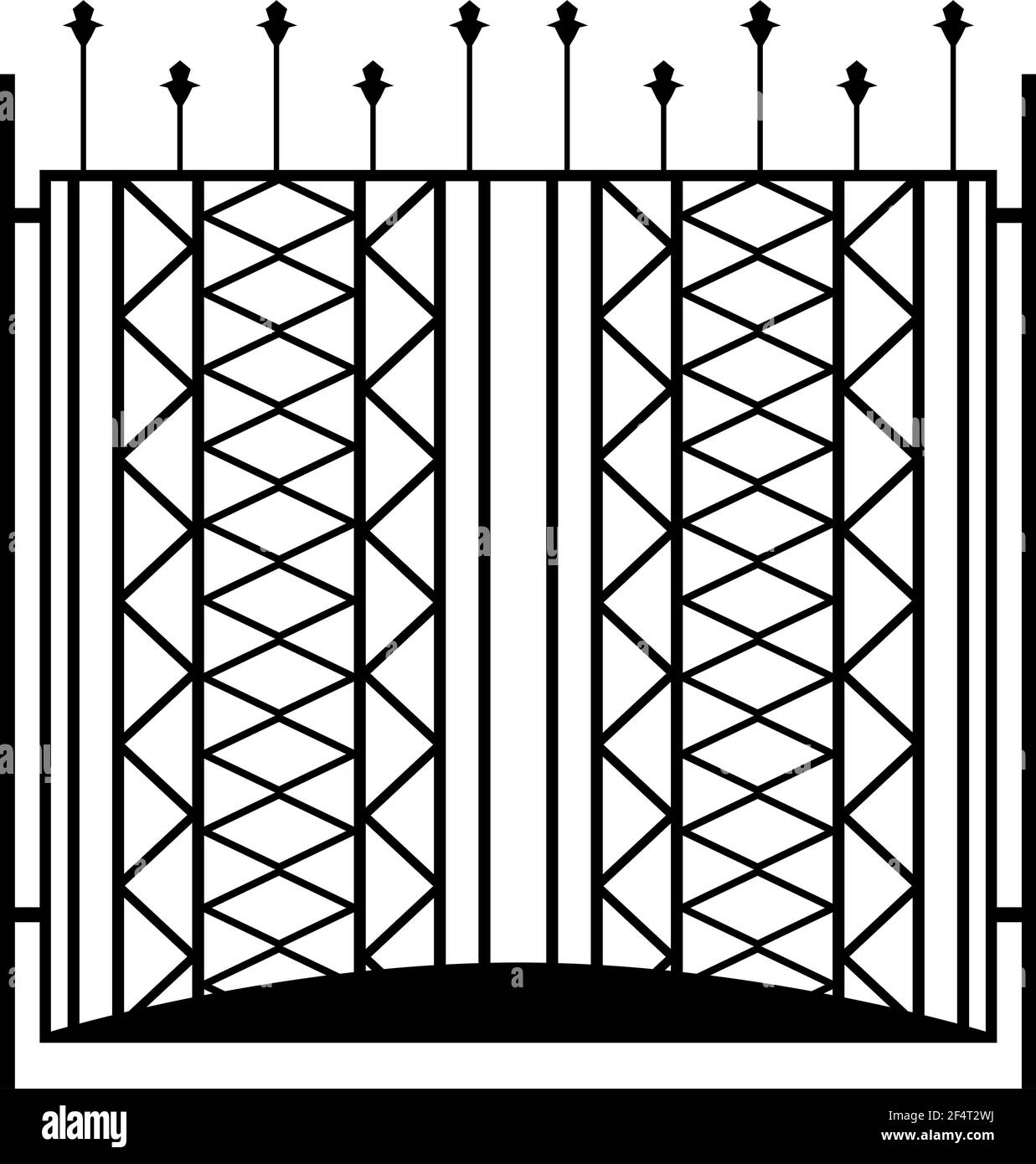 Wrought Iron Gate, Ornamental Design Vector Art Illustration Stock ...