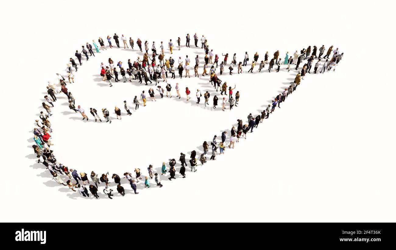 Concept or conceptual large gathering of people forming a guitar image ...