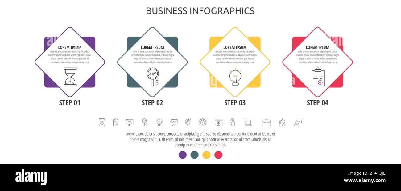 Vector business infographic label with rhombus for four label, diagram ...