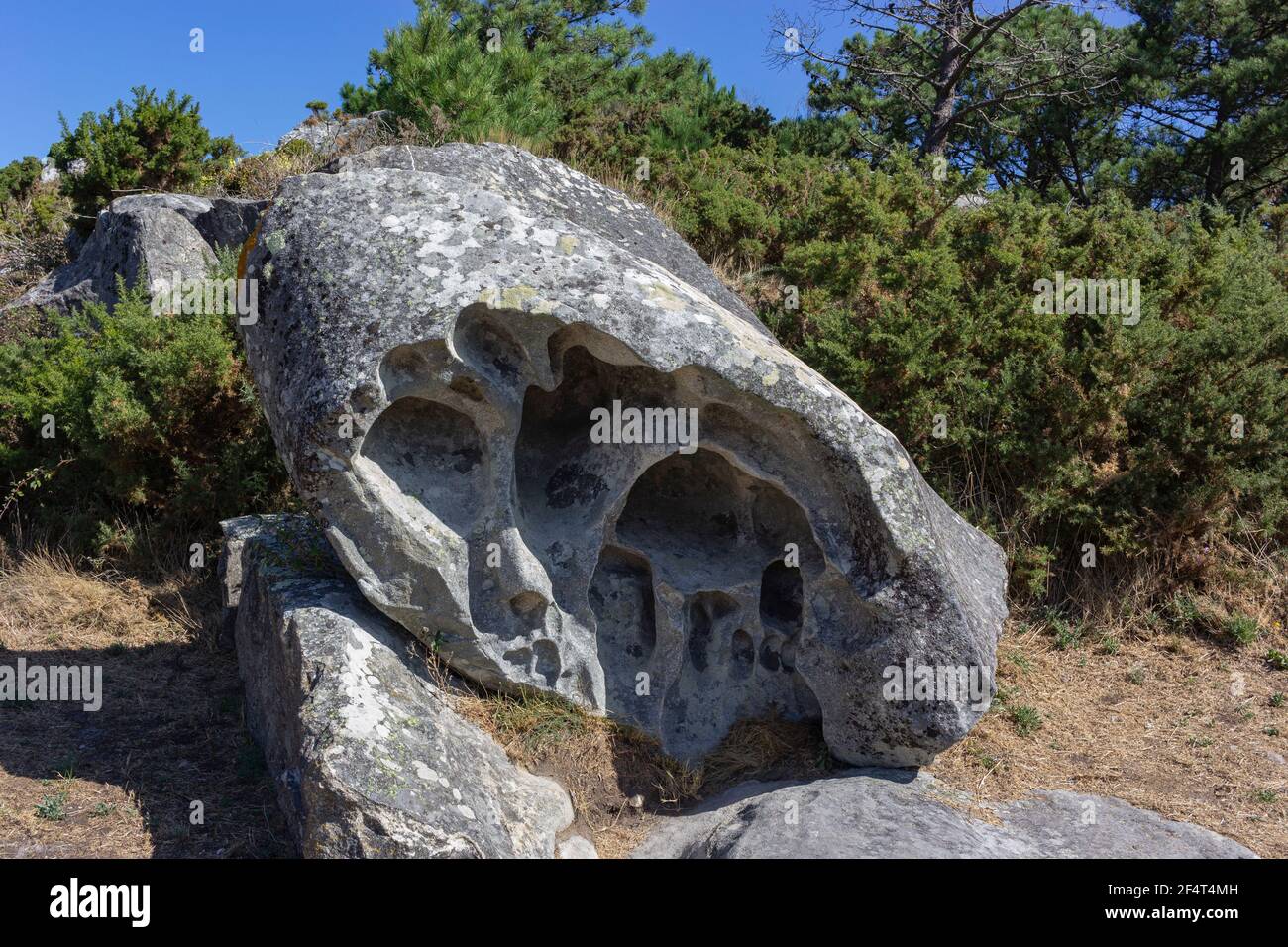 Curious and strange stones on an island in the Atlantic Ocean, in Spain ...